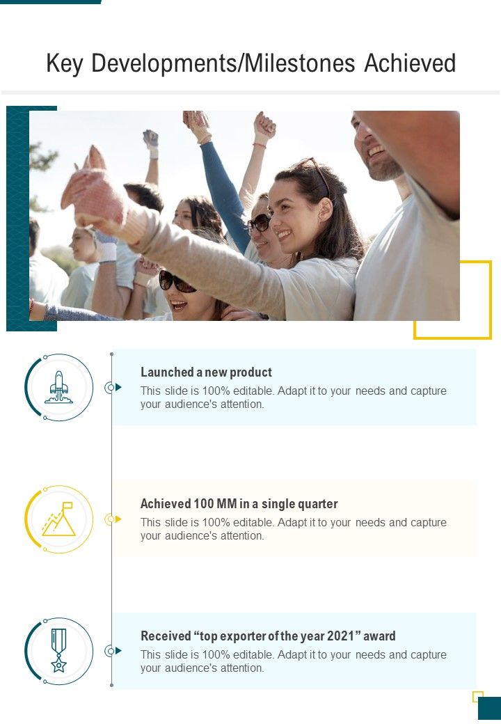 Key Developments Milestones Achieved Financial Proposal One Pager Sample Example Document ...