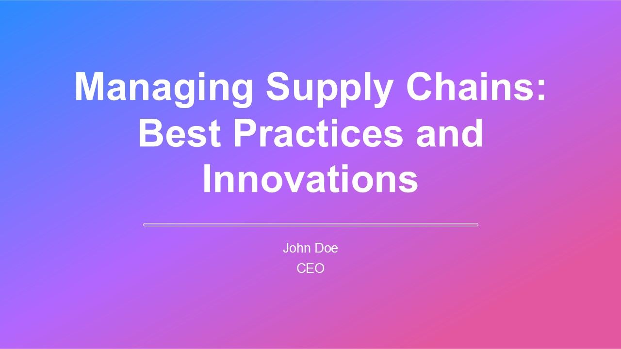 Managing Supply Chains Best Practices And Innovations PPT Demonstration AT
