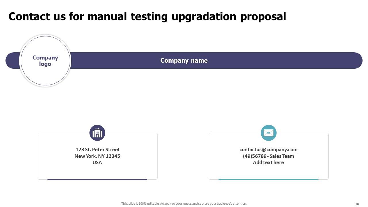 Manual Testing Upgradation Proposal Powerpoint Presentation Slides Ppt