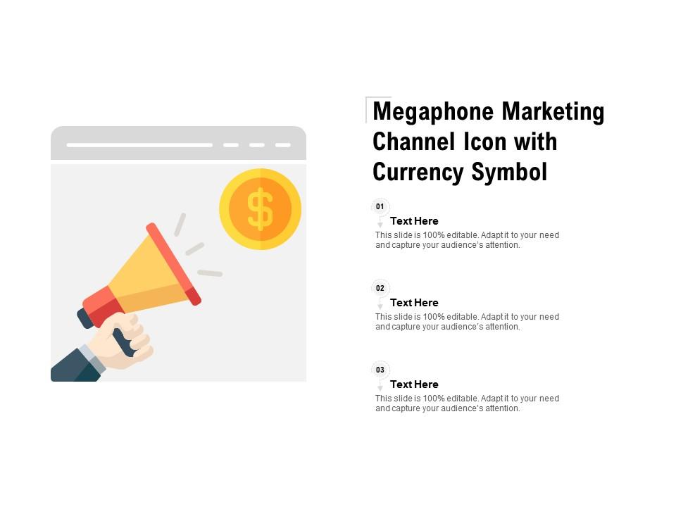 Megaphone marketing channel icon with currency symbol | Presentation ...