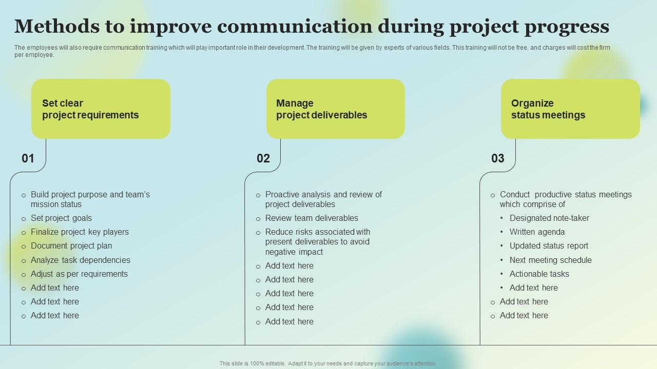 Methods To Improve Communication During Project Progress Stakeholders Involved In Project