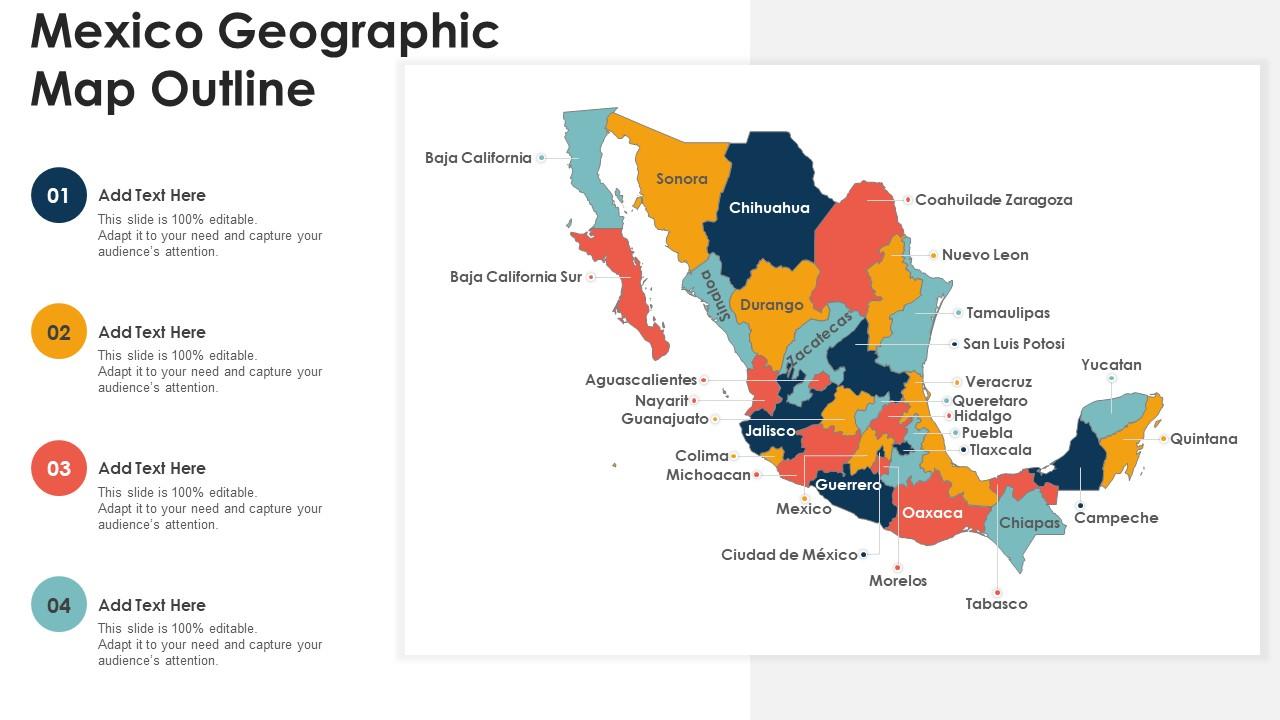 Mexico Geographic Map Outline PPT Slide