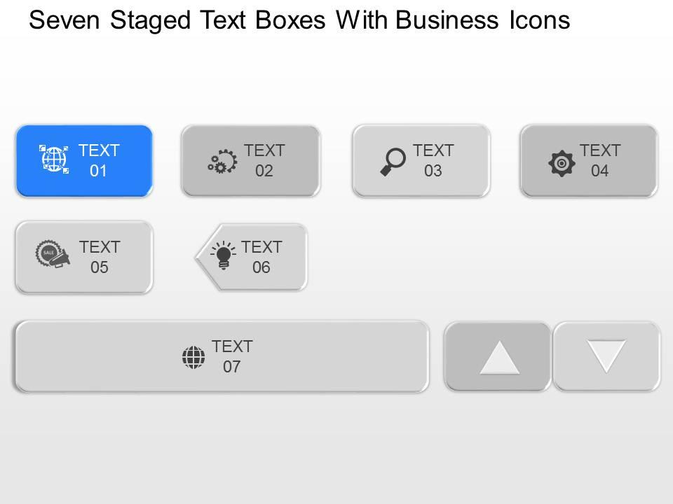 ms Seven Staged Text Boxes With Business Icons Powerpoint Temptate ...