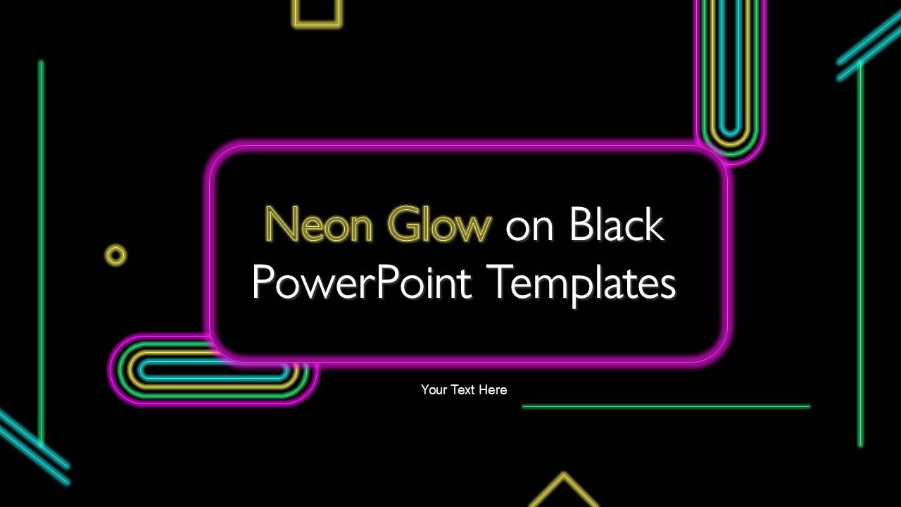 Neon Glow On Black Powerpoint Background Template