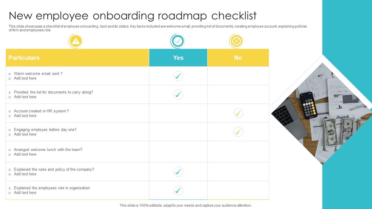 New Employee Onboarding Roadmap Checklist PPT Slide