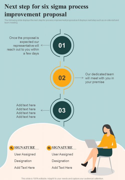 Next Step For Six Sigma Process Improvement Proposal One Pager Sample Example Document PPT Sample