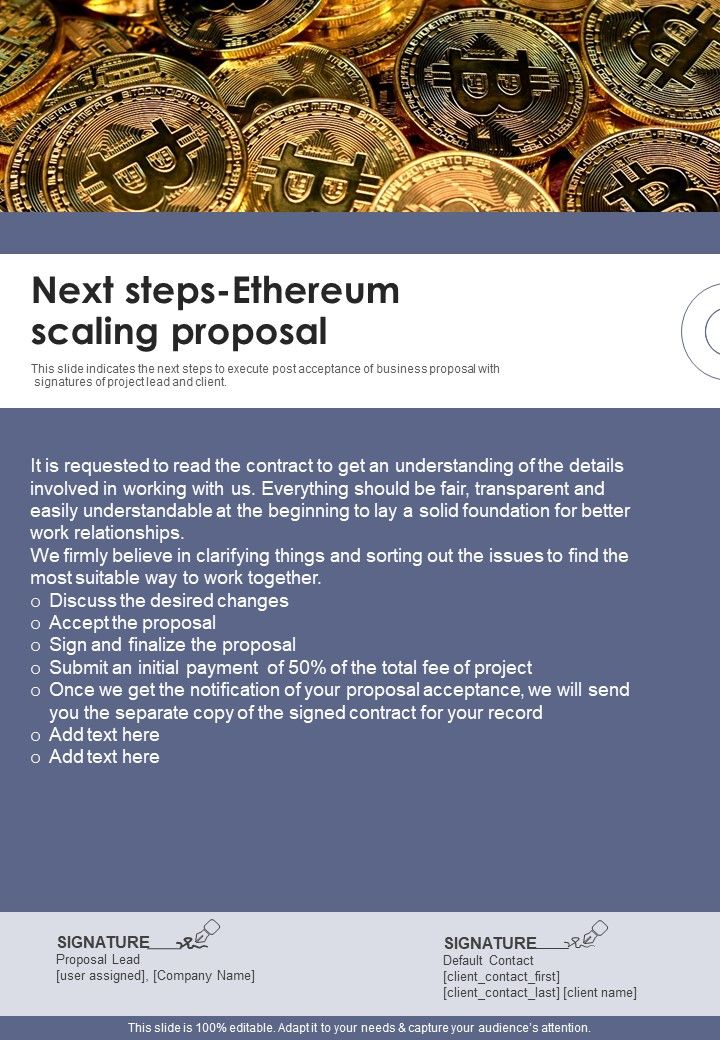 Next Steps Ethereum Scaling Proposal One Pager Sample Example Document PPT PowerPoint