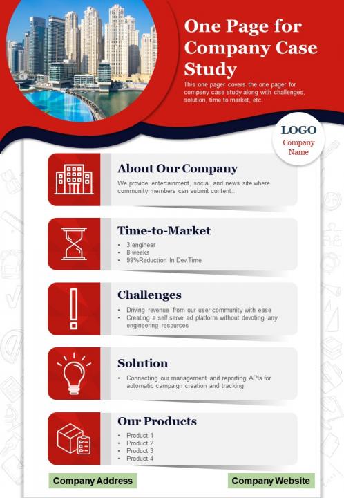 One Page For Company Case Study Presentation Report Infographic PPT PDF Document | PowerPoint ...