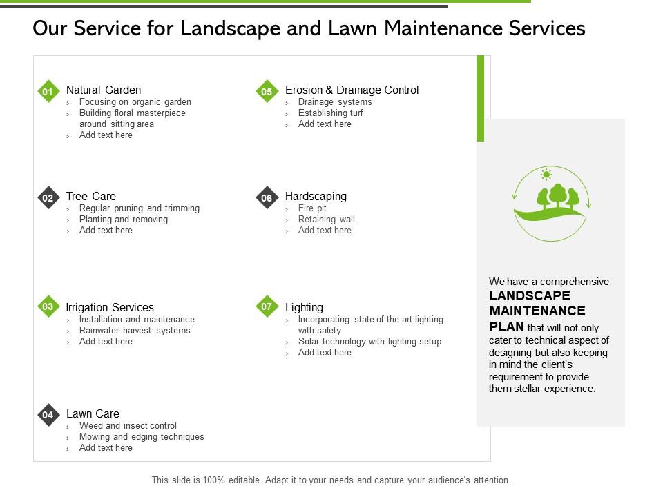 Our Service For Landscape And Lawn Maintenance Services Ppt Slides ...