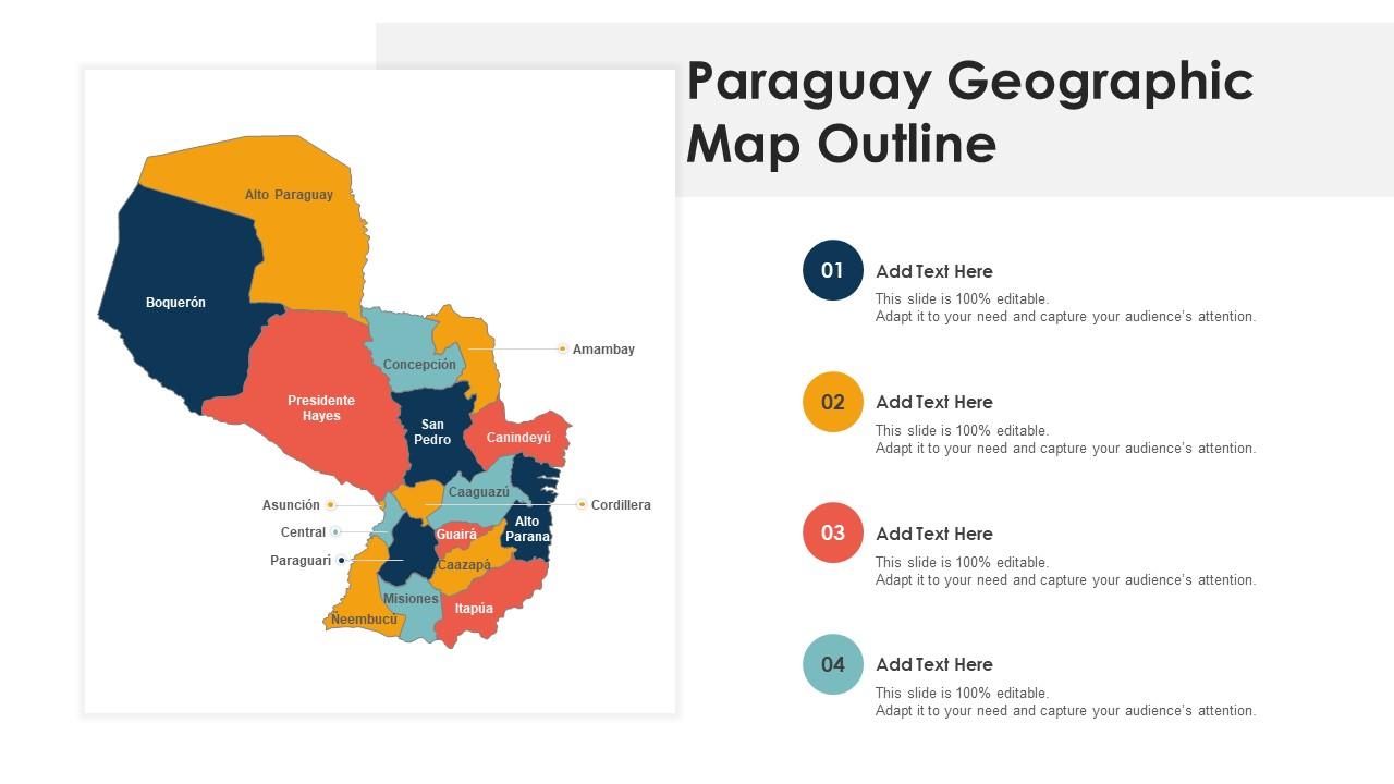 Paraguay Geographic Map Outline PPT Sample