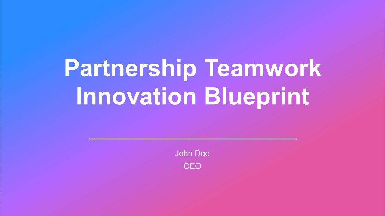 Partnership Teamwork Innovation Blueprint PPT Template AT