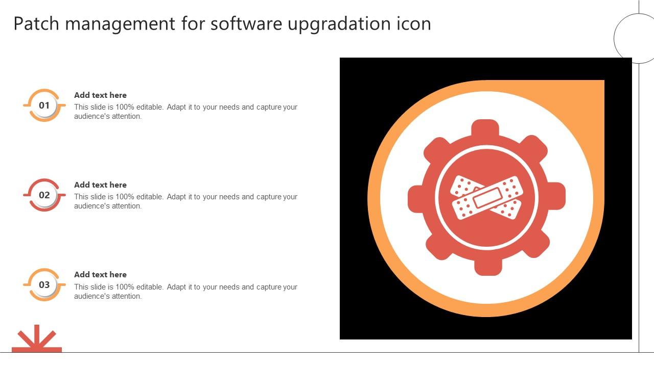 Patch Management For Software Upgradation Icon PPT Presentation