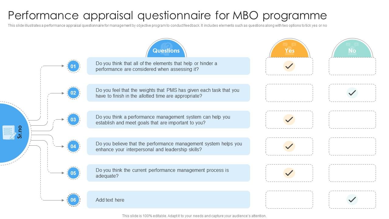 Performance Appraisal Questionnaire For Mbo Programme Performance Evaluation Strategies For