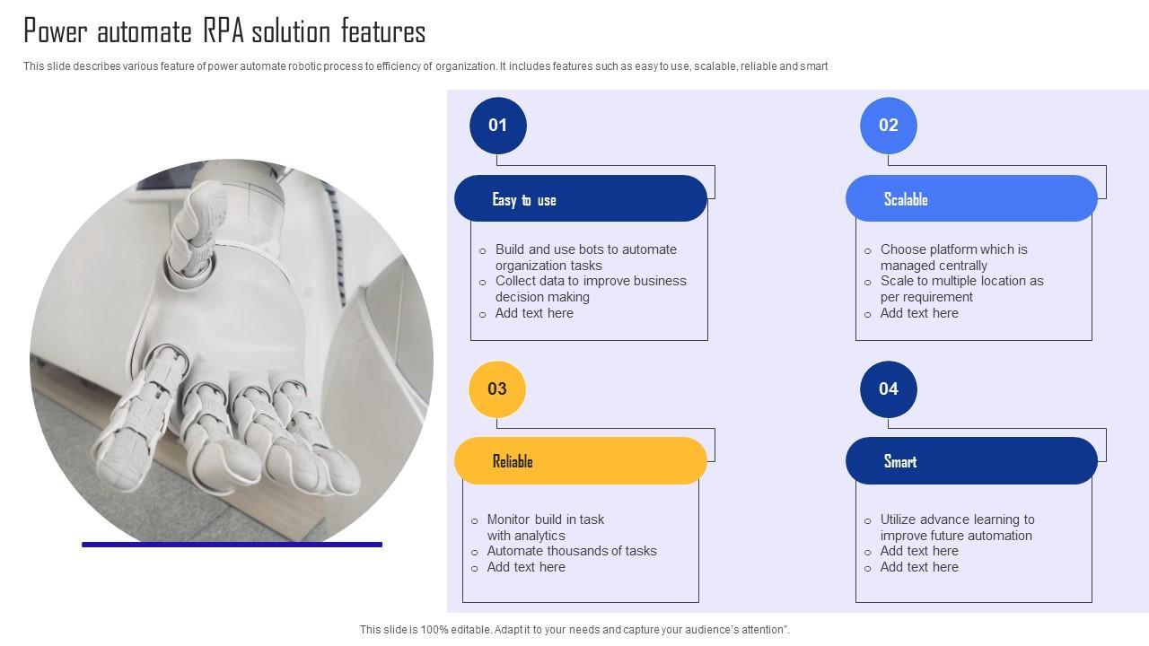 Power Automate RPA Solution Features PPT Example