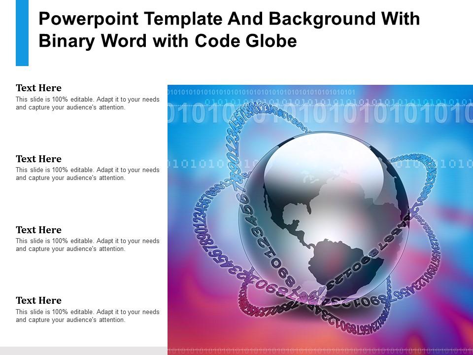 Powerpoint Template And Background With Binary Word With Code Globe 5061
