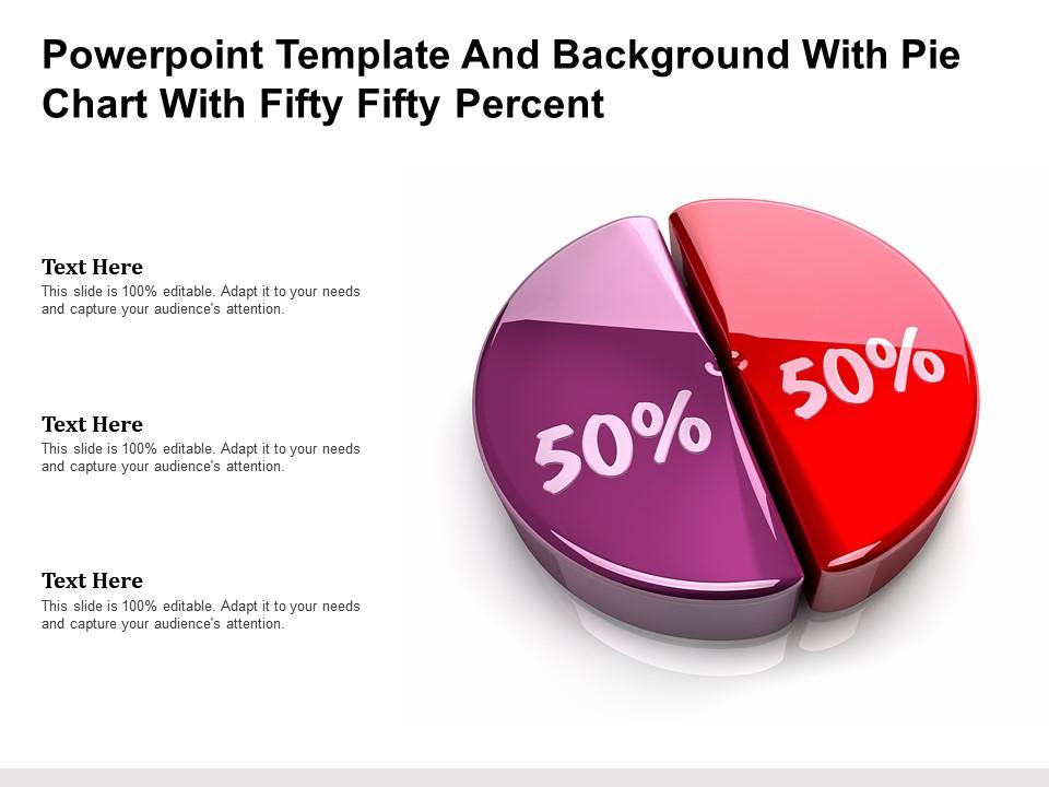 Powerpoint Template And Background With Pie Chart With Fifty Fifty ...