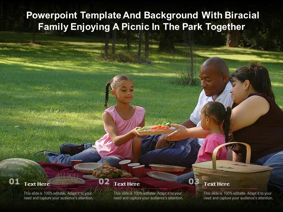 Powerpoint Template With Biracial Family Enjoying A Picnic In The Park ...
