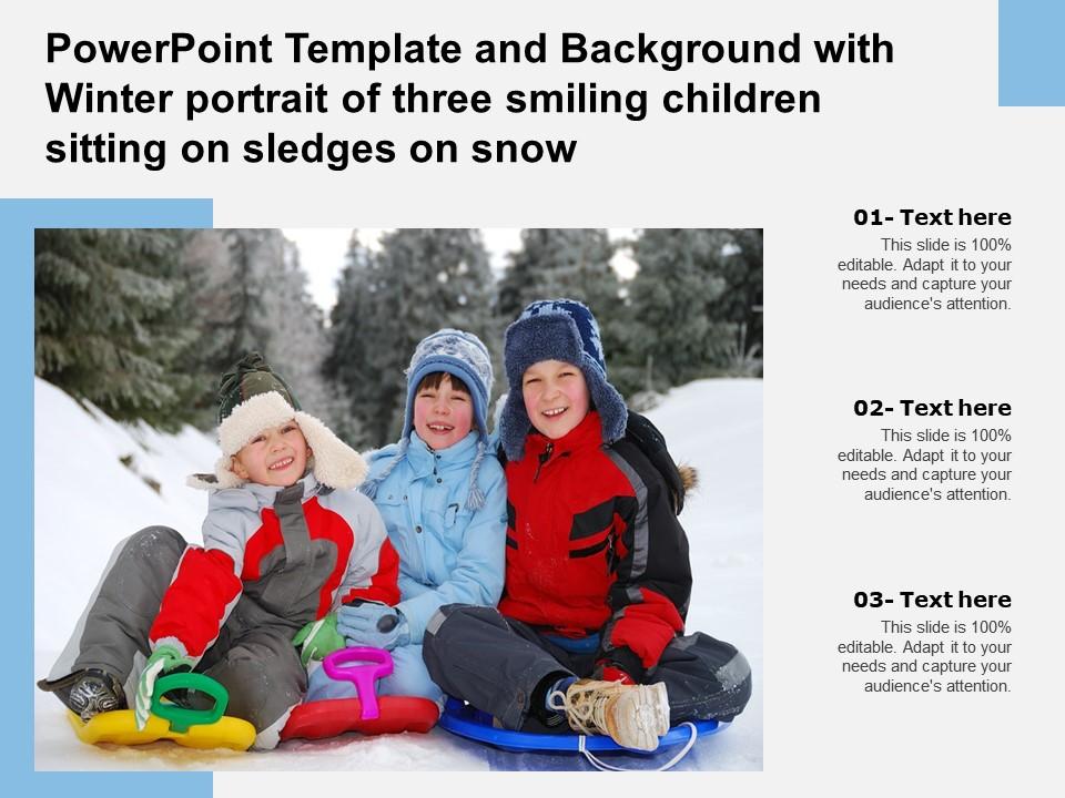 Powerpoint Template With Winter Portrait Of Three Smiling Children ...