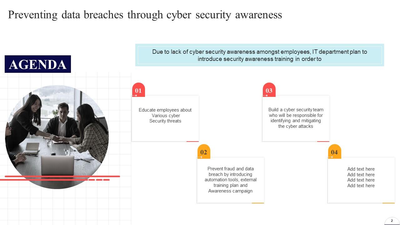 Preventing Data Breaches Through Cyber Security Awareness Powerpoint Presentation Slides Ppt Example