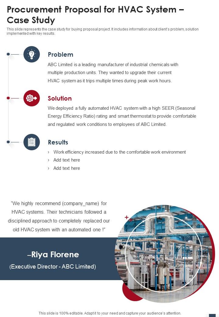 Procurement Proposal For Hvac System Case Study One Pager Sample Example Document | Presentation ...