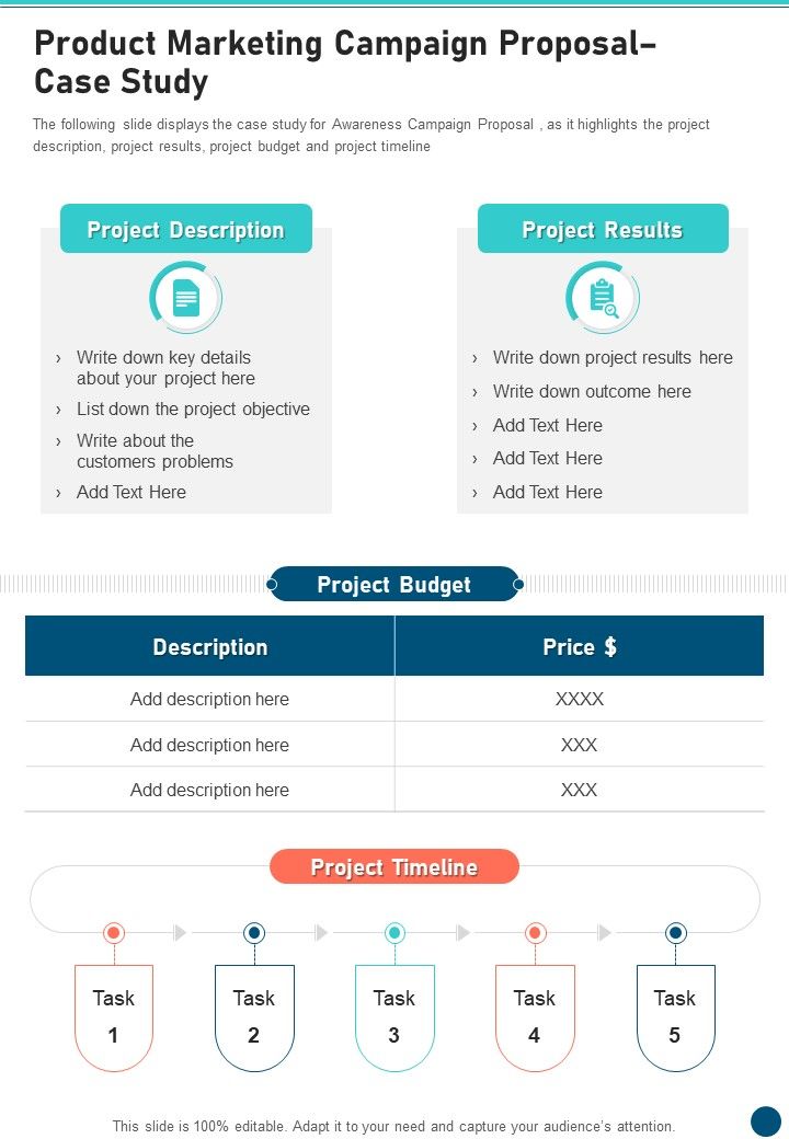 Product Marketing Campaign Proposal Case Study One Pager Sample Example Document | Presentation ...