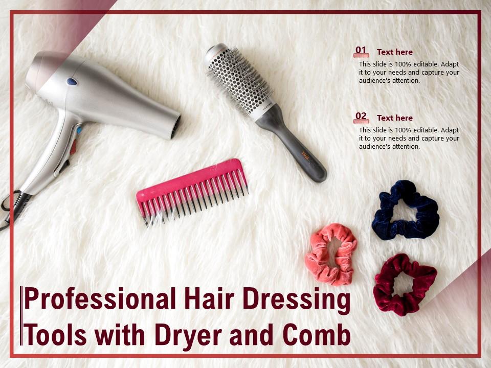 Professional Hair Dressing Tools With Dryer And Comb | PowerPoint ...