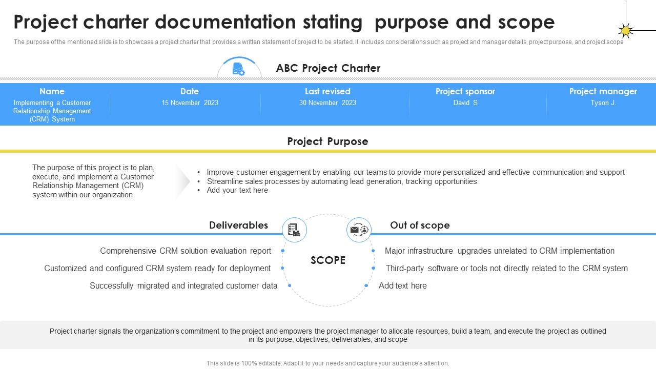 Project Charter Documentation Stating Purpose And Scope Project ... Project Charter Documentation Stating Purpose And Scope Project ...