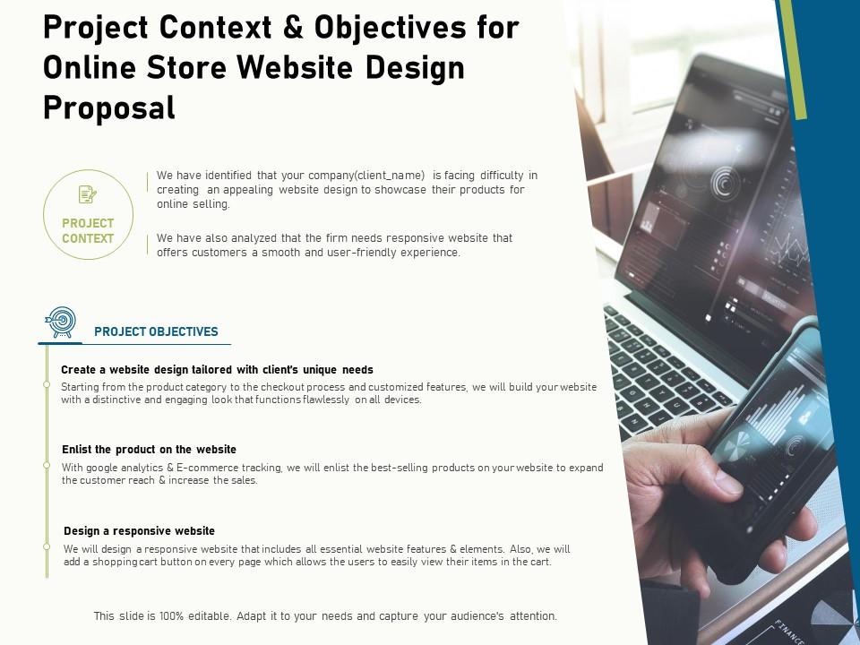 Project Context And Objectives For Online Store Website Design Proposal Ppt Demonstration