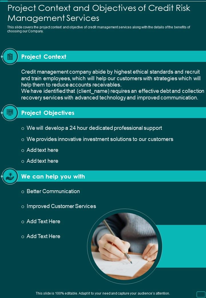 Project Context And Objectives Of Credit Risk Management Services One
