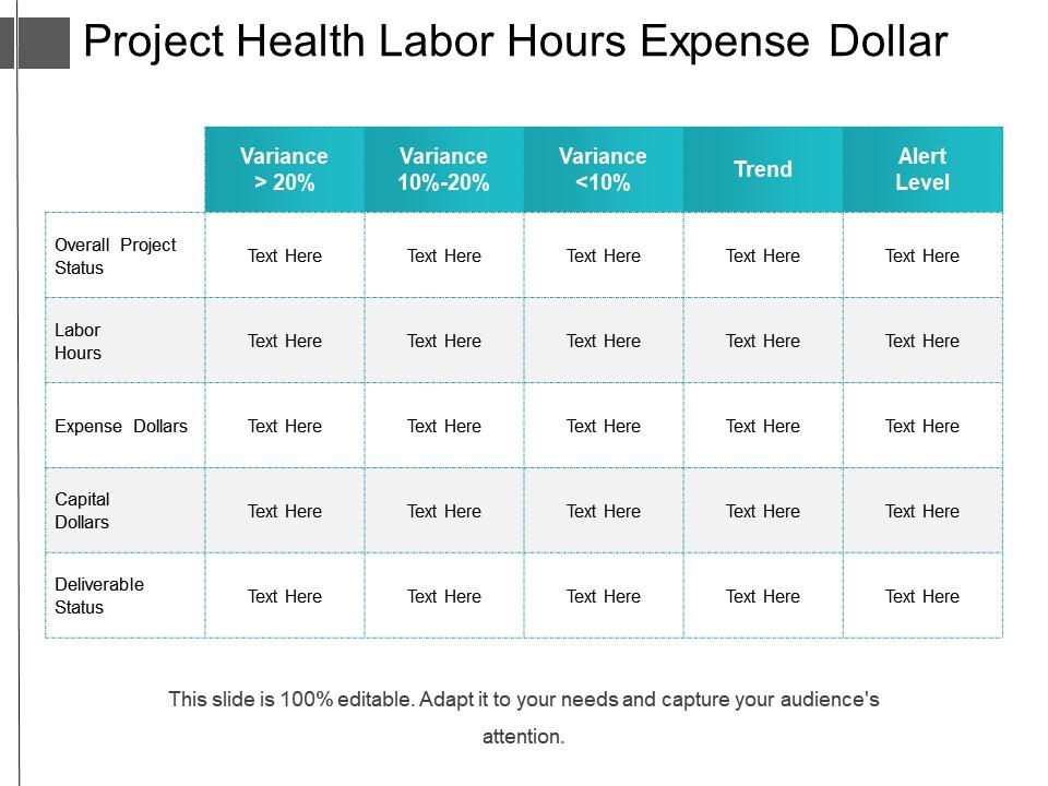 Project Health Labor Hours Expense Dollar | PowerPoint Templates ...