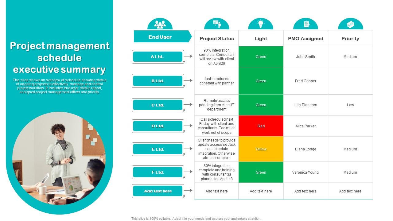Project Management Schedule Executive Summary PPT Slide Project Management Schedule Executive Summary PPT Slide