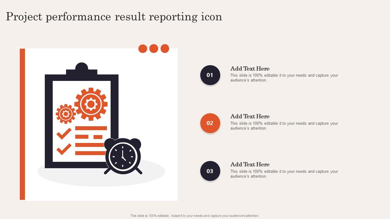 Project Performance Result Reporting Icon PPT Example