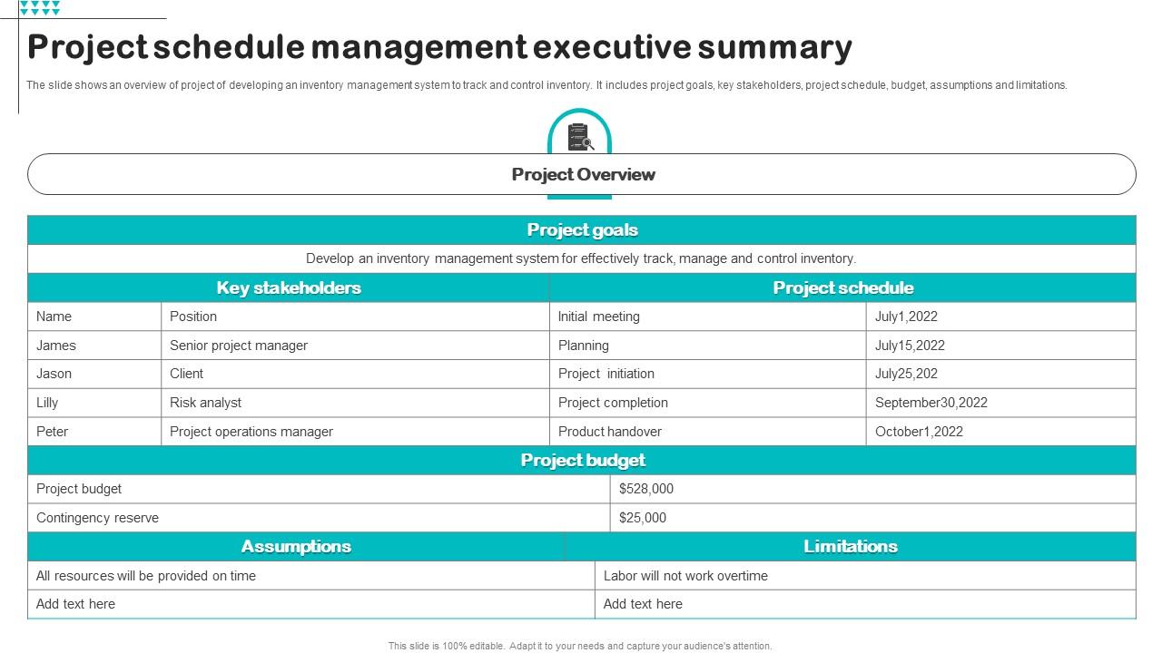 Project Schedule Management Executive Summary