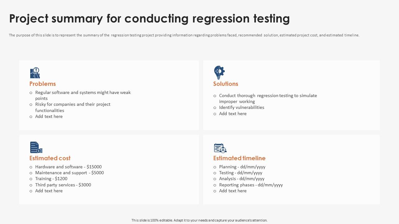 Project Summary For Conducting Strategic Implementation Of Regression
