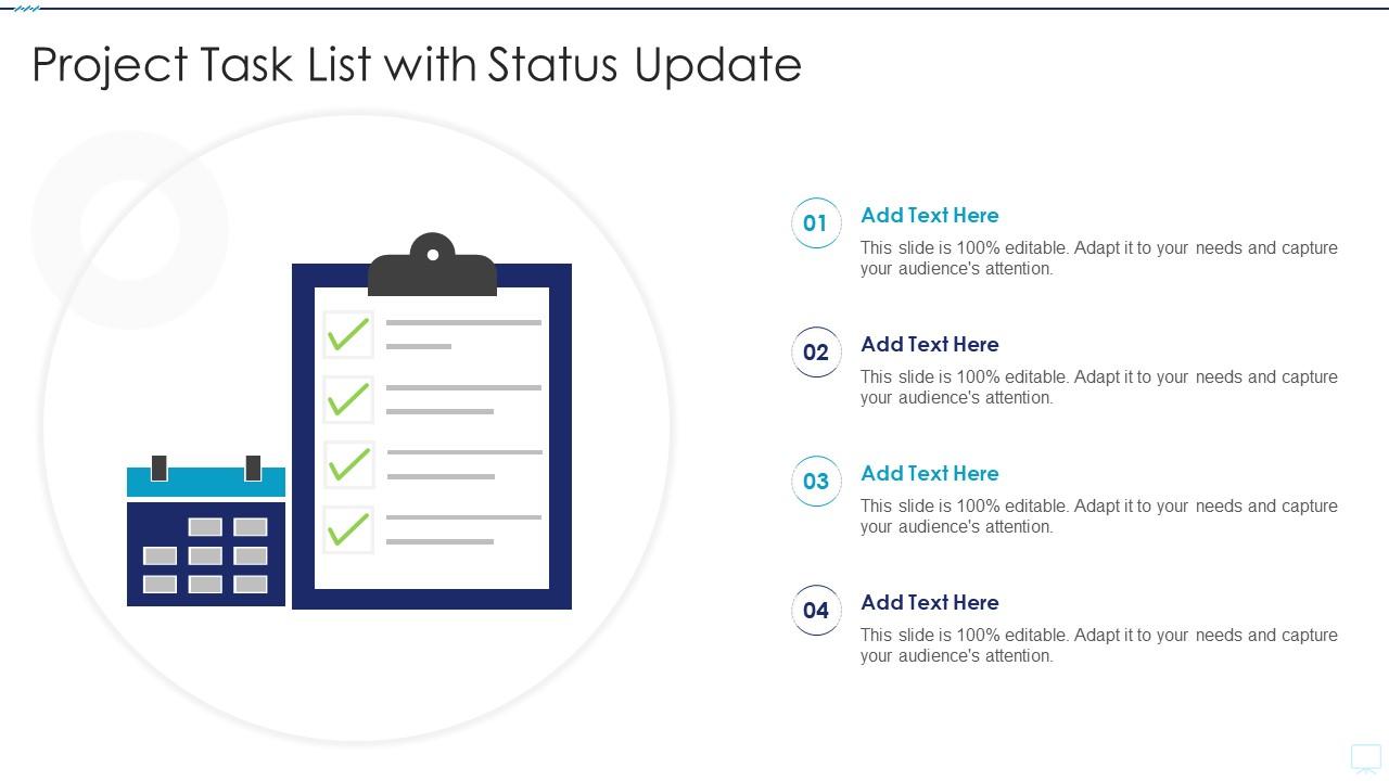 Project Task List With Status Update Presentation Graphics