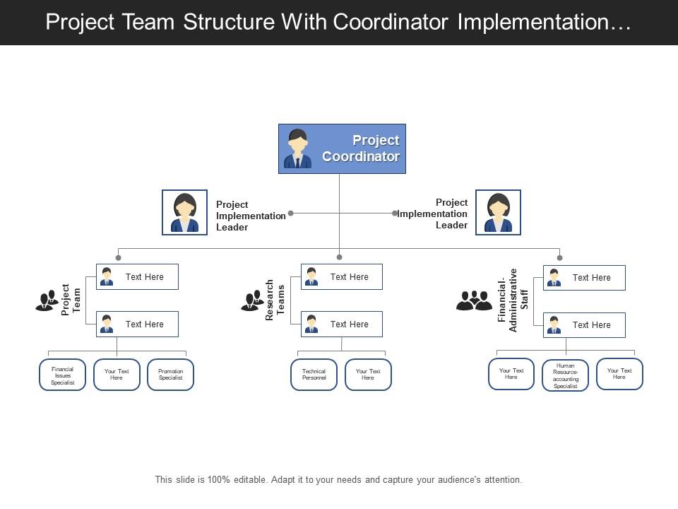 Project Team Structure With Coordinator Implementation Leader Project Research | PowerPoint ...