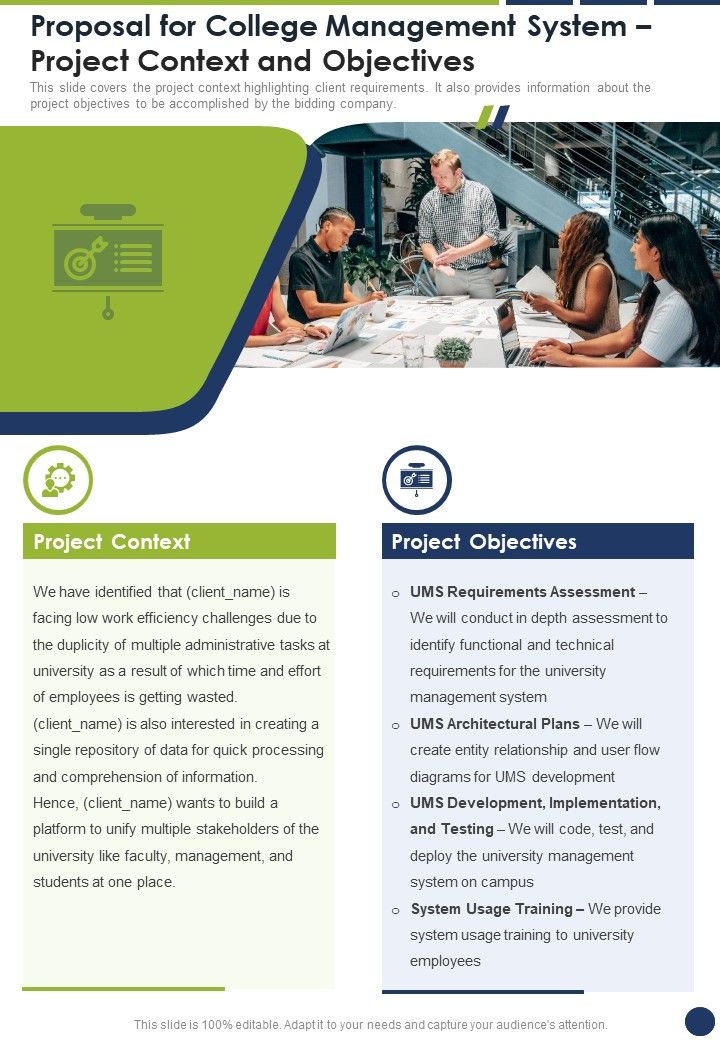 Proposal For College Management System Project Context And Objectives One Pager Sample Example