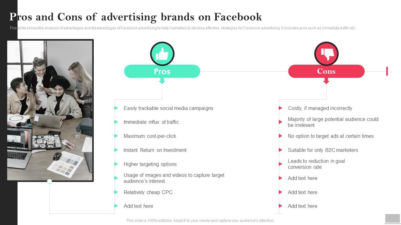 Pros And Cons Of Advertising Brands On Facebook Social Media Advertising To Enhance PPT Presentation