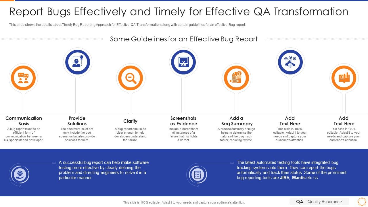 Qa Enabled Business Transformation Report Bugs Effectively And Timely Presentation Graphics