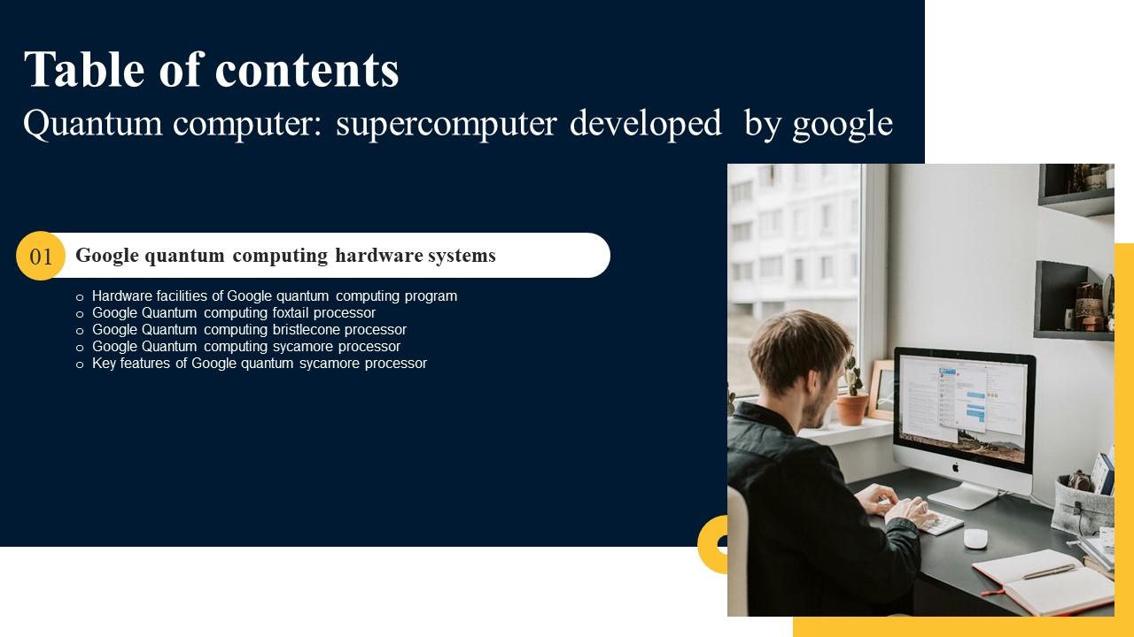 Quantum Computer Supercomputer Developed By Google Table Of Contents AI SS V PPT PowerPoint