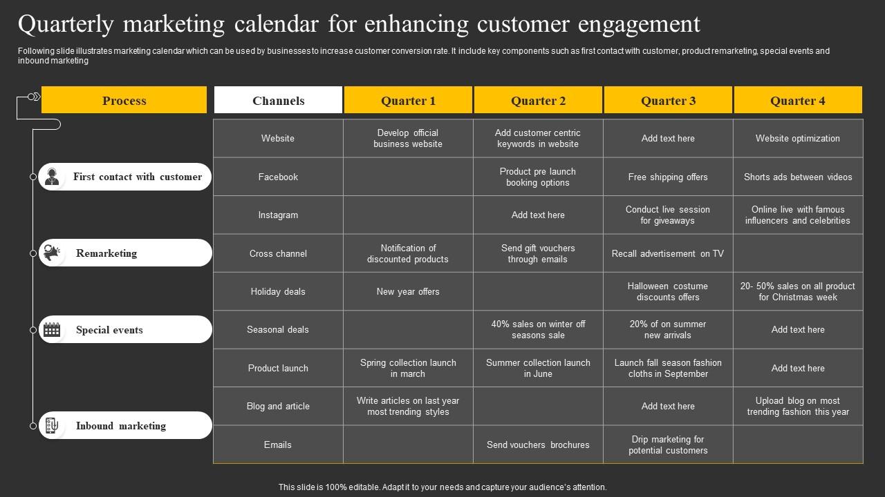 Quarterly Marketing Calendar For Enhancing Customer Engagement PPT ... Quarterly Marketing Calendar For Enhancing Customer Engagement PPT ...