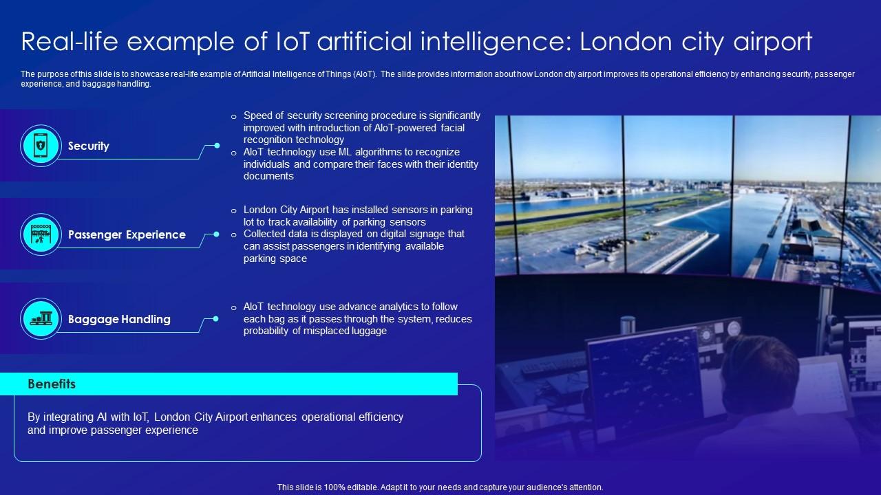 Real Life Example Of IOT Artificial Intelligence London City Airport Merging AI And IOT PPT Example