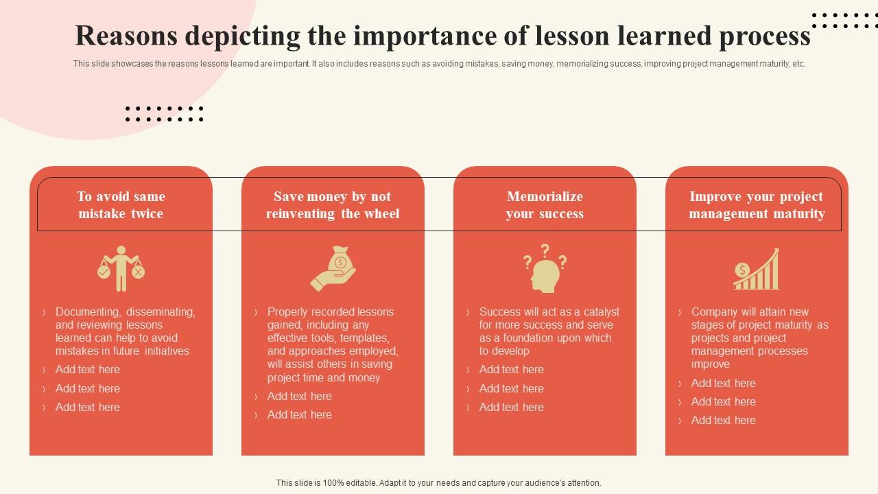 Reasons Depicting The Importance Of Lesson Learned Process PPT Example Reasons Depicting The Importance Of Lesson Learned Process PPT Example