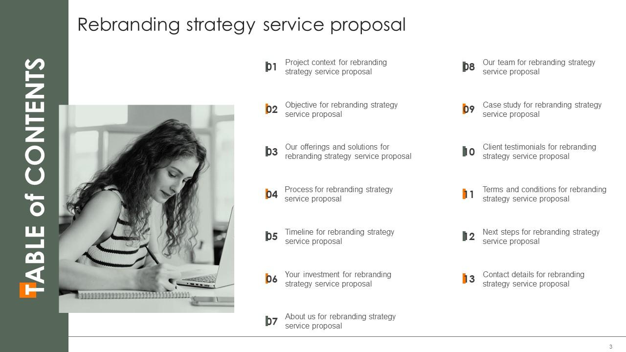 Rebranding Strategy Service Proposal Powerpoint Presentation Slides PPT Presentation