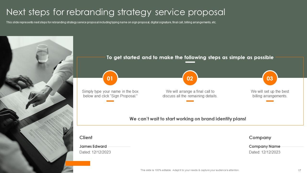 Rebranding Strategy Service Proposal Powerpoint Presentation Slides PPT Presentation