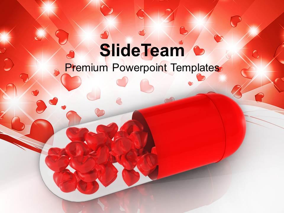 Red Capsule With Red Hearts Powerpoint Templates Ppt Backgrounds For ...
