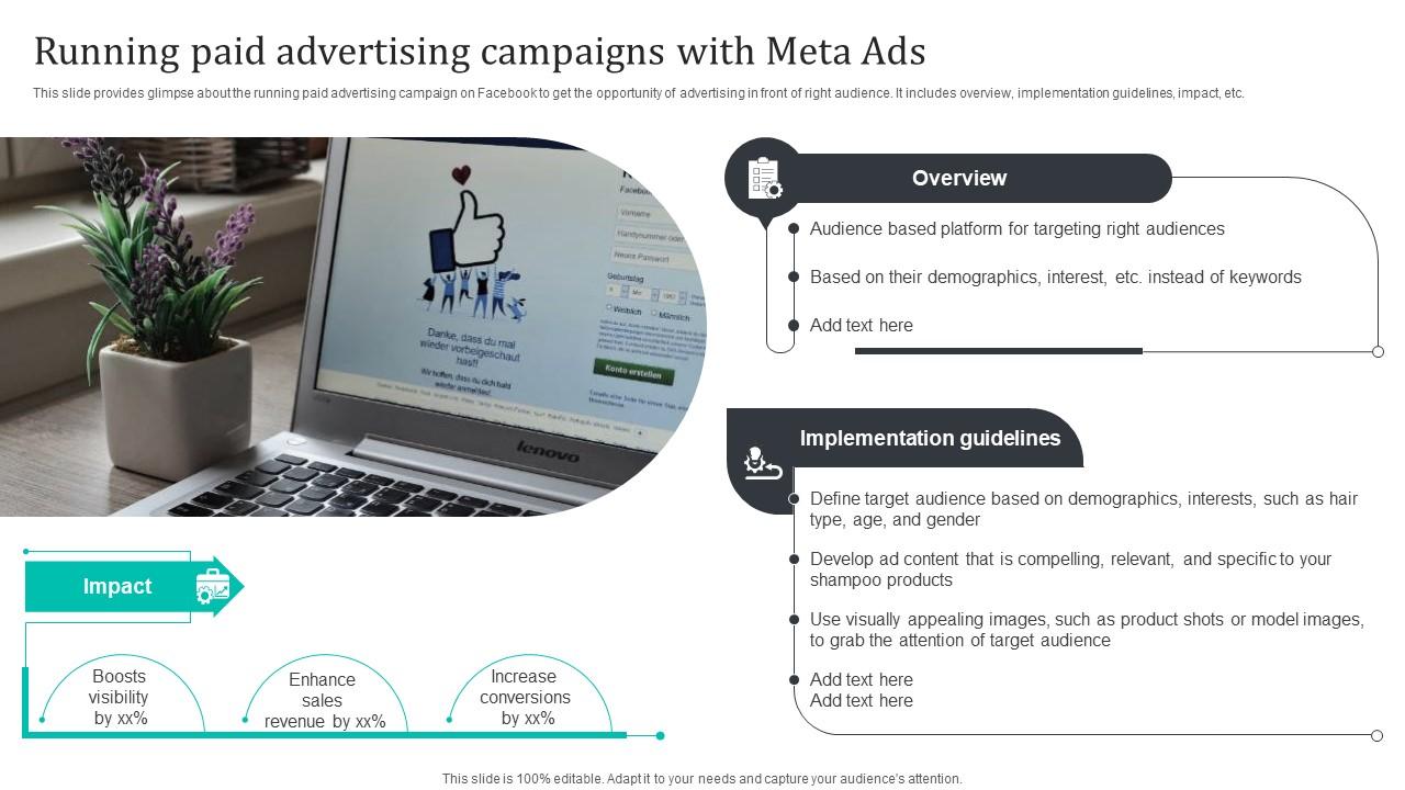 Running Paid Advertising Campaigns With Meta Ads Promoting Brand Core Values Mkt Ss Ppt Example