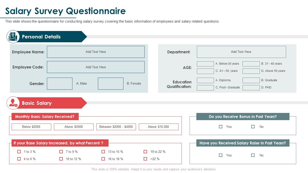 Salary Survey Questionnaire Salary Survey Report | Presentation Graphics | Presentation ...