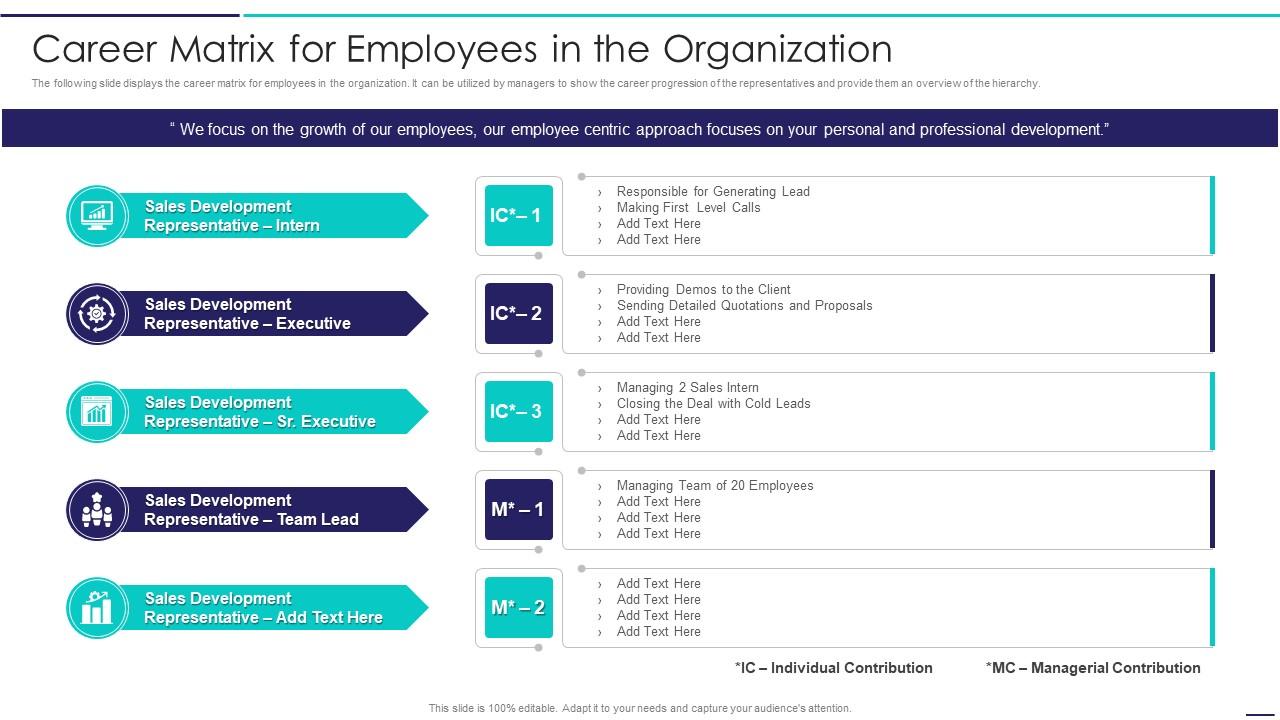 Sales Development Representative Playbook Career Matrix For Employees ...