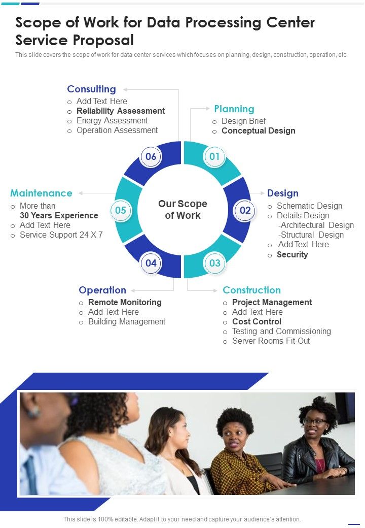 Scope Of Work For Data Processing Center Service Proposal One Pager Sample Example Document ...
